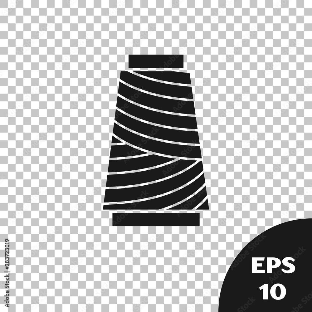 Black Sewing thread on spool icon isolated on transparent background ...