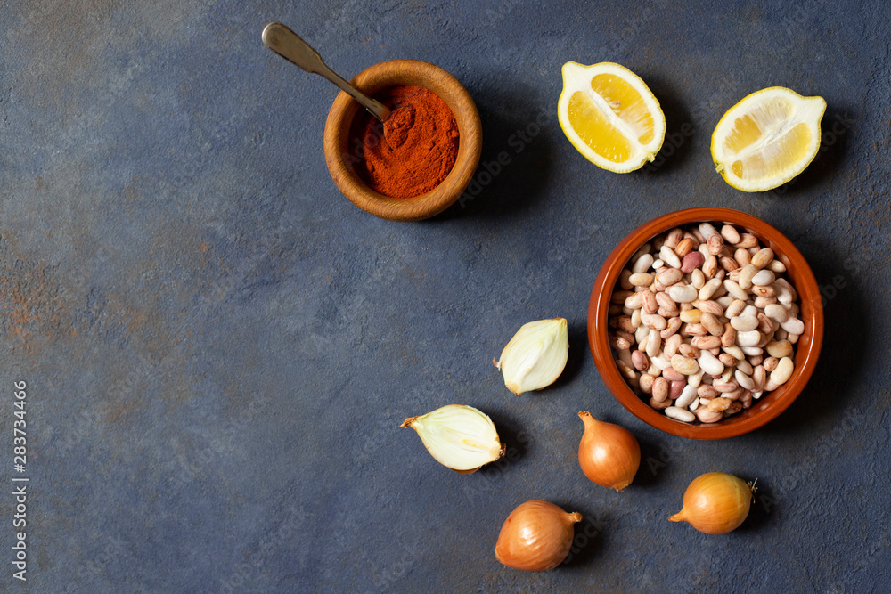 Prebranac ingredients. Balkan baked beans. Serbian, Montenegrin ...