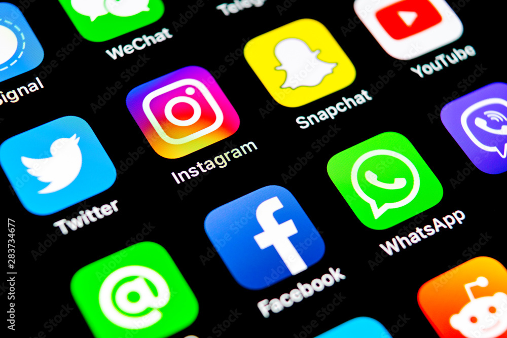 Sankt-Petersburg, Russia, July 29, 2018: Apple iPhone X with icons of ...