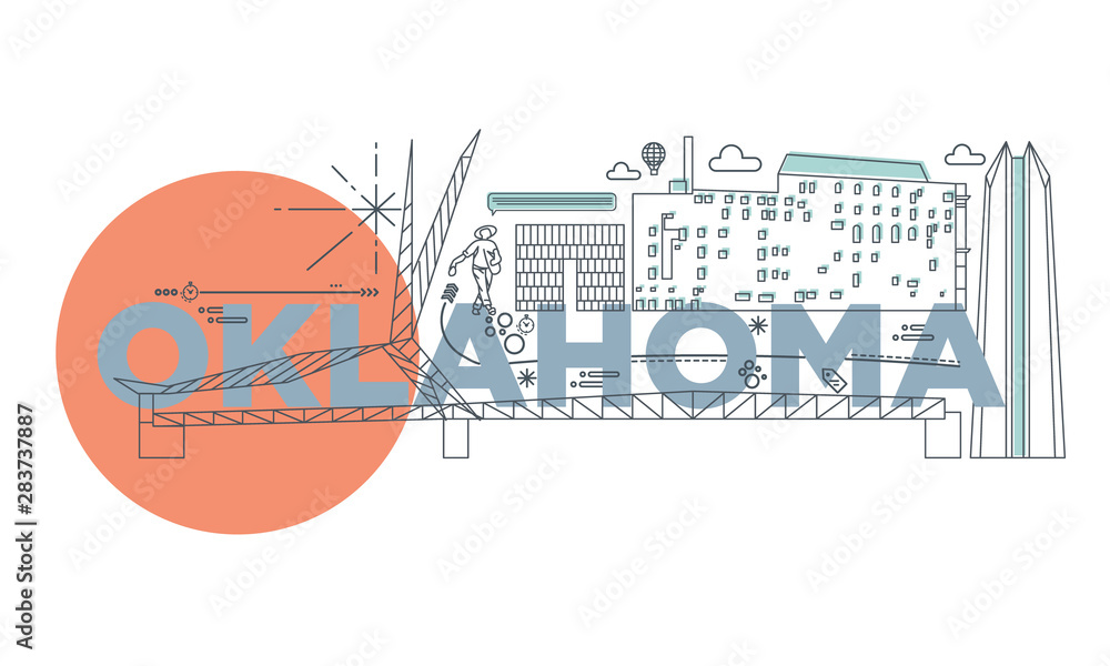 Typography word Oklahoma branding technology concept. Collection of ...