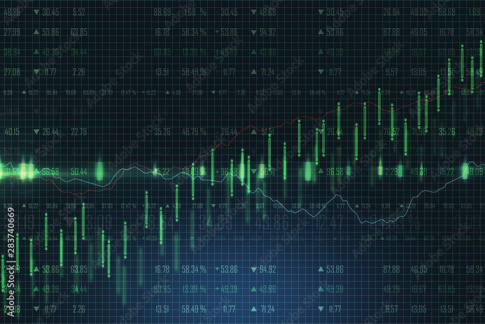 Trading and growth concept with graphs and lines at business chart ...