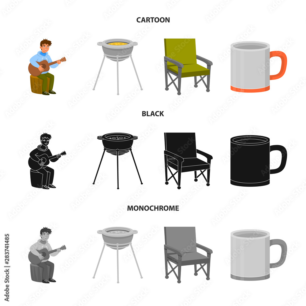 Vector illustration of cookout and wildlife symbol. Collection of ...