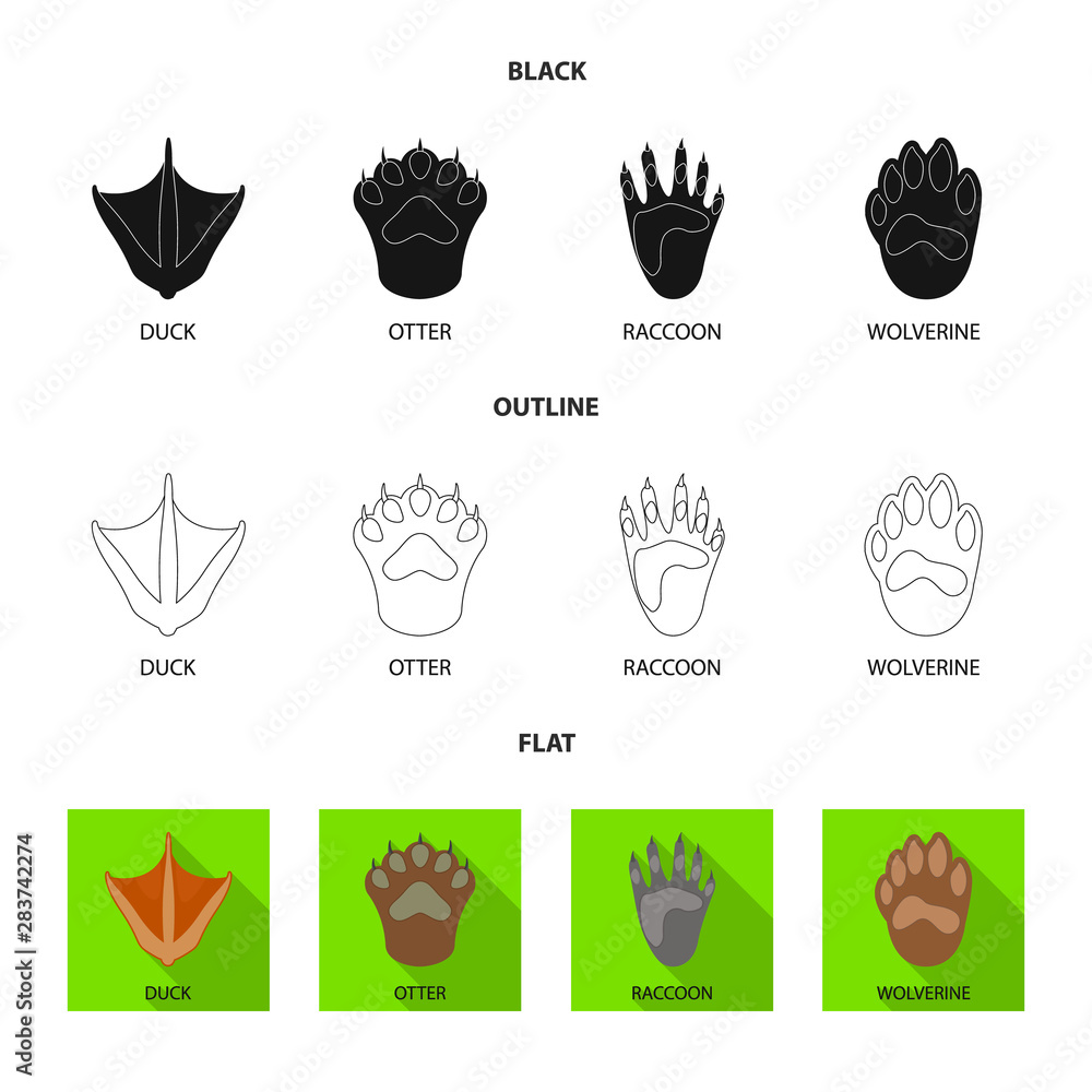 Vector design of step and walk symbol. Set of step and fauna stock ...