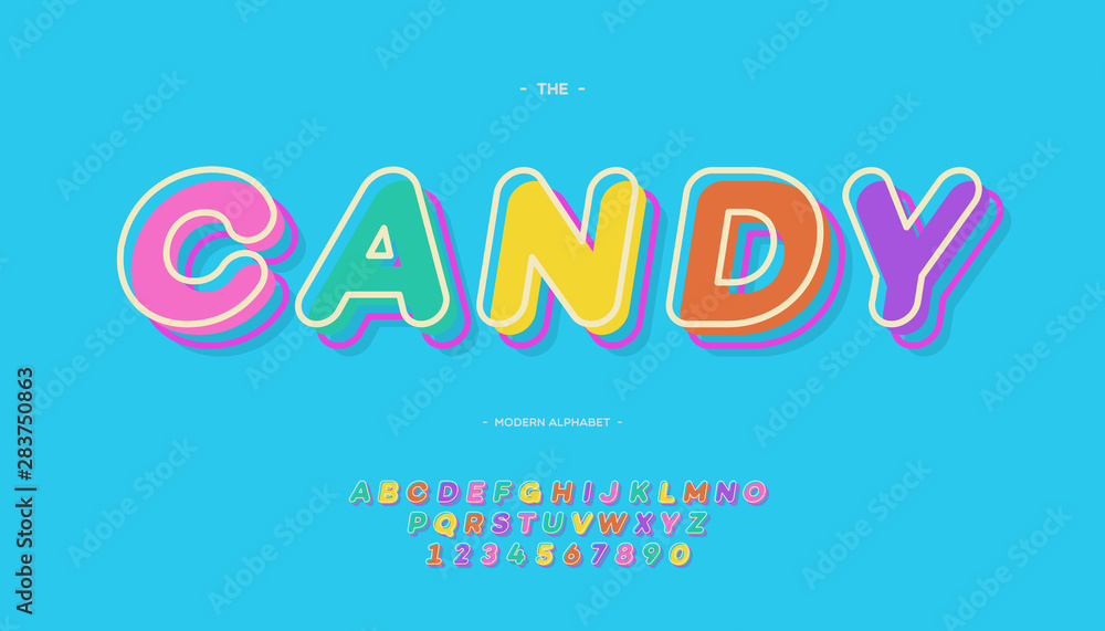 Vector candy alphabet color style modern typography Stock Vector ...