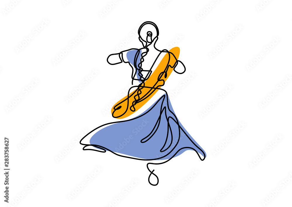Continuous line drawing of dancing girl vector illustration. Indian ...