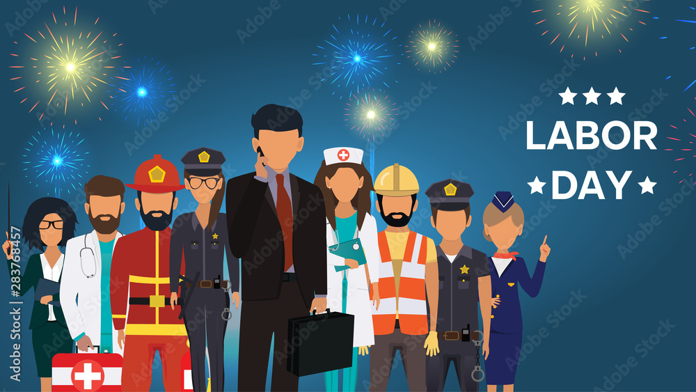 International Labor Day. People Group Different Occupation Set ...