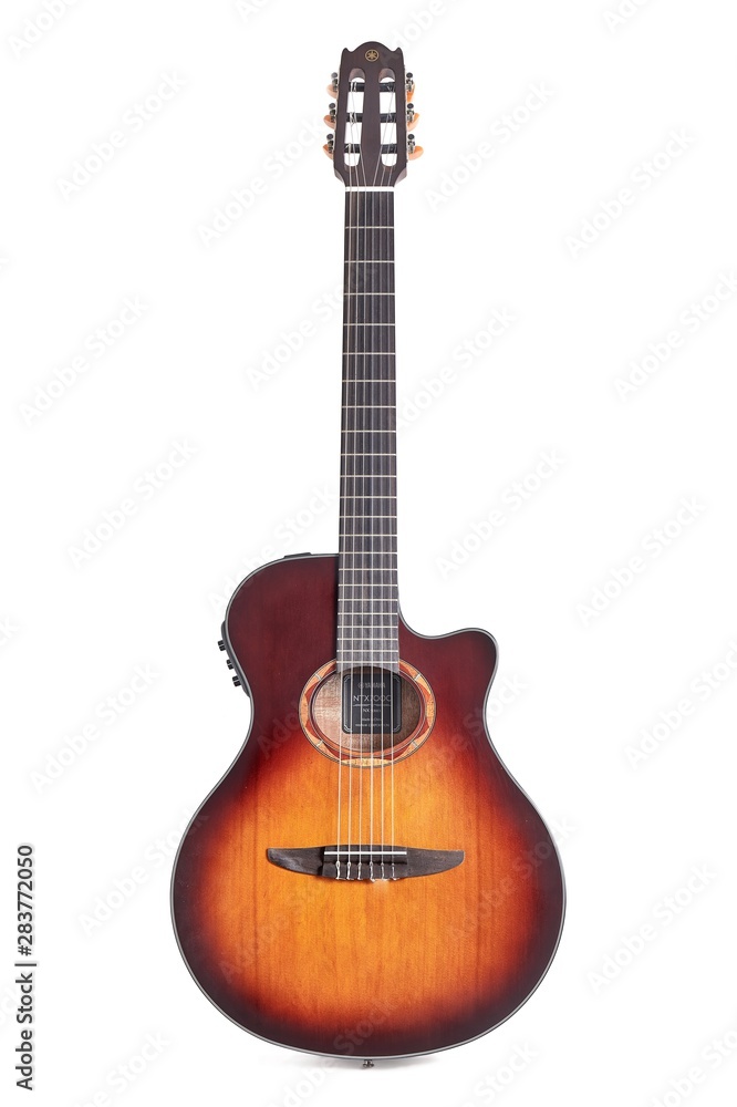 BUDAPEST, HUNGARY - APRIL 09, 2017: Yamaha NX series acoustic guitar on ...