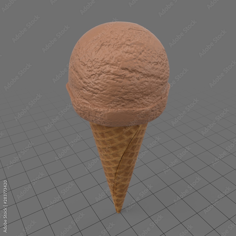 Stylized chocolate ice cream cone 2 Stock 3D asset | Adobe Stock