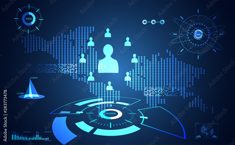 abstract technology ui futuristic map hud interface hologram elements ...