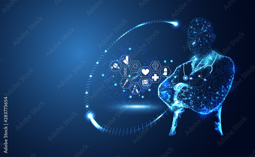 Abstract health medical science healthcare icon digital technology ...