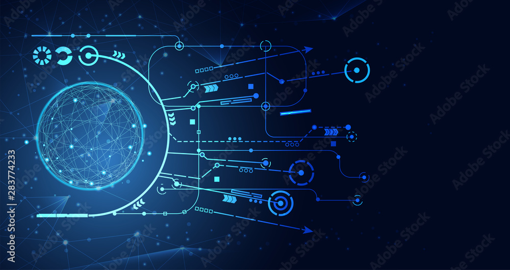 Abstract technology internet world map global network connection in big ...