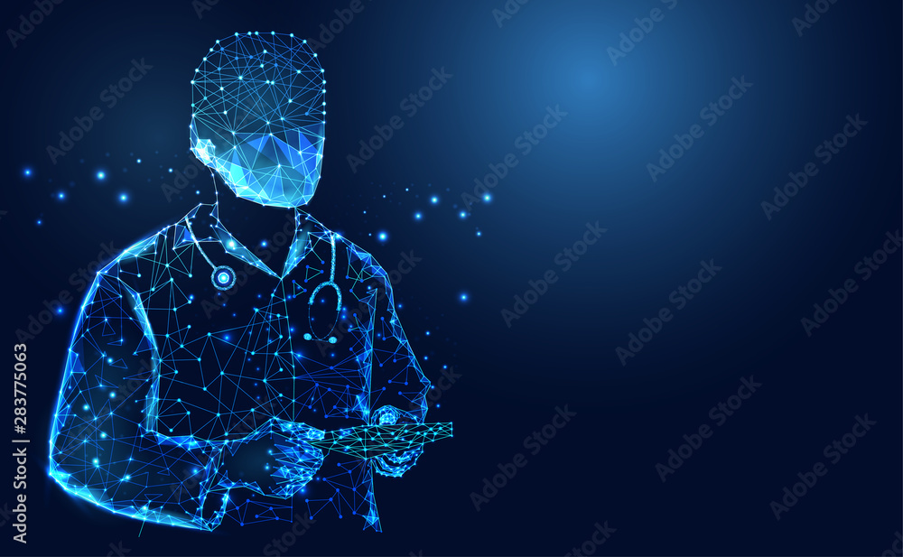 Abstract health medical science consist doctor digital wireframe ...