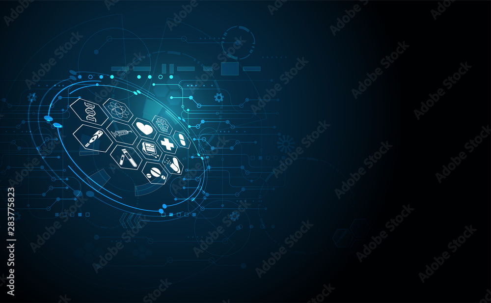 Abstract health medical science healthcare icon digital technology ...