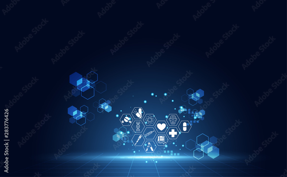 Abstract health medical science healthcare icon digital technology ...