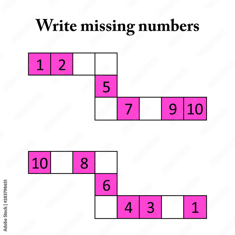 worksheet, write the missing numbers. Mathematics task. Stock Vector ...