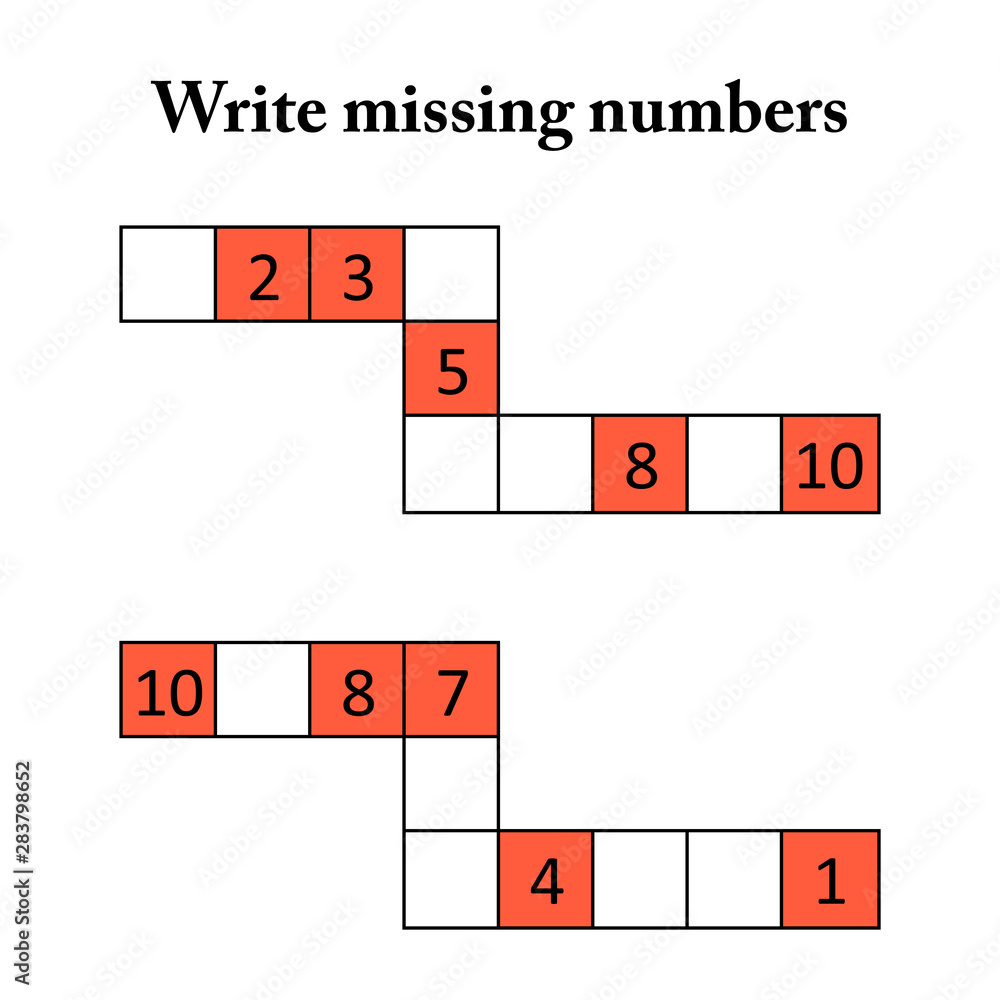 worksheet, write the missing numbers. Mathematics task. Stock Vector ...