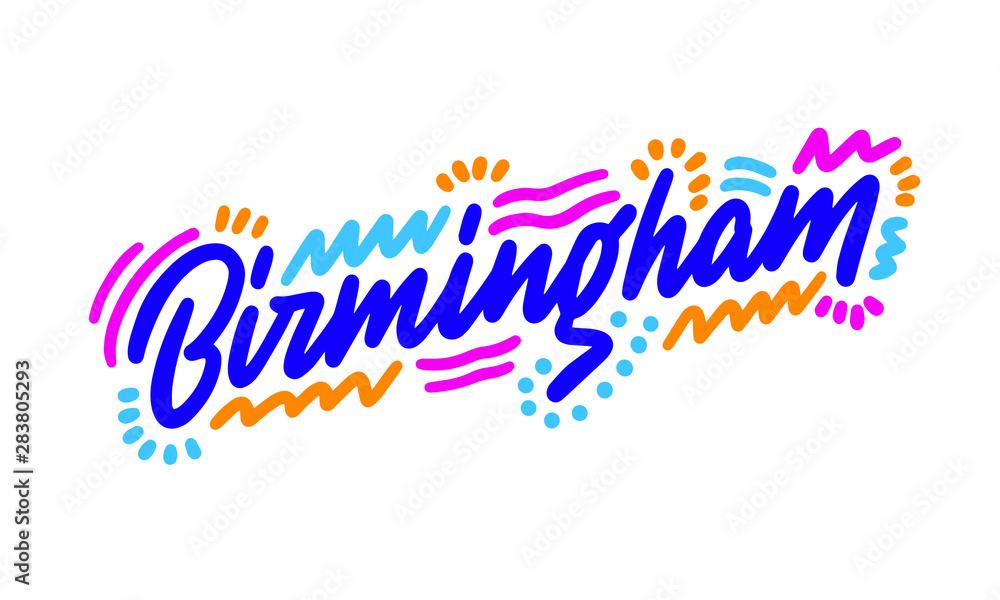 Birmingham Handwritten city name.Modern Calligraphy Hand Lettering for ...