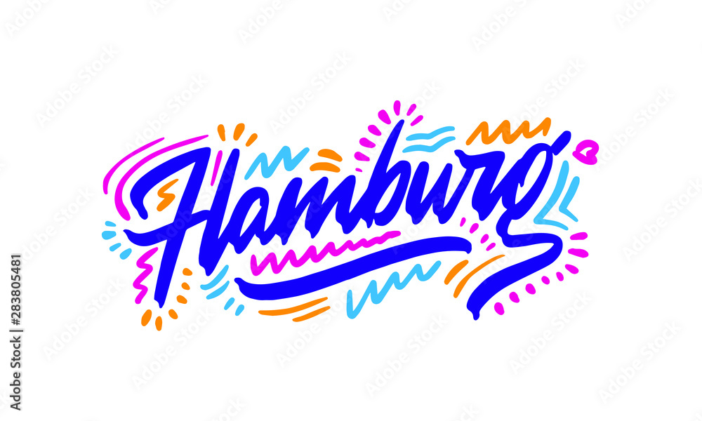 Hamburg Handwritten city name.Modern Calligraphy Hand Lettering for ...