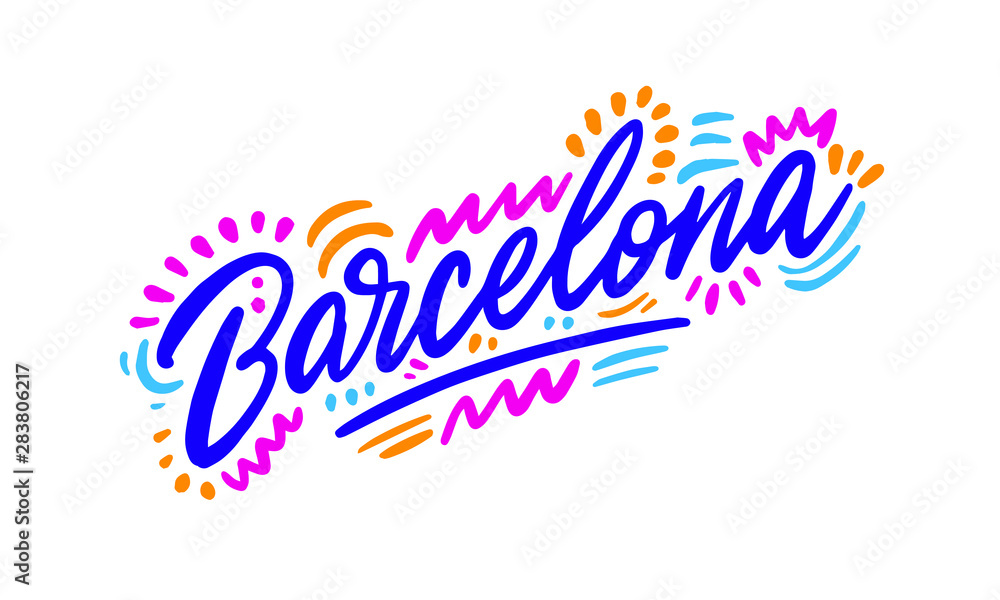 Barcelona Handwritten city name.Modern Calligraphy Hand Lettering for ...