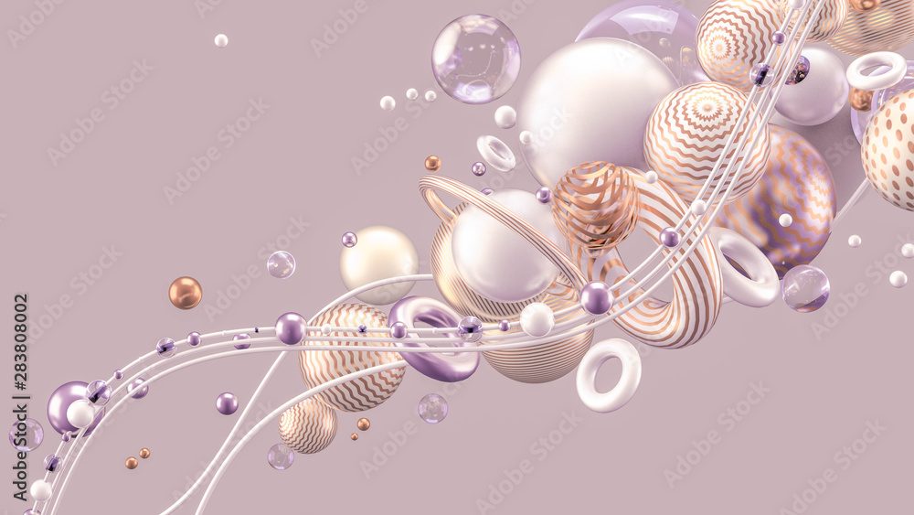 Beautiful abstract background with volume elements, balls, texture ...