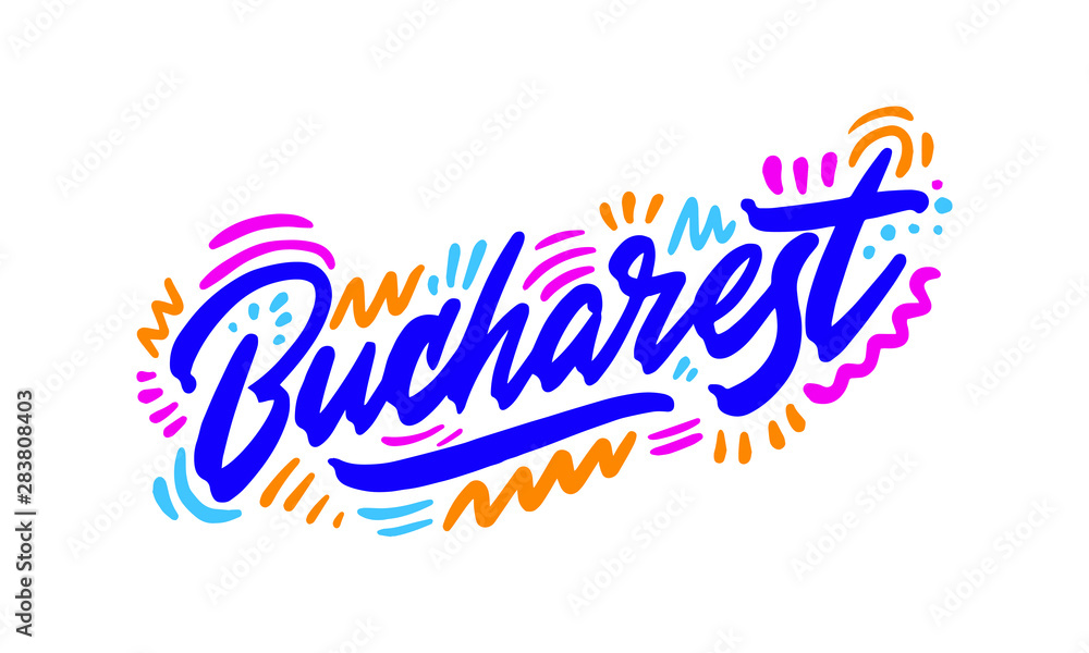 Bucharest Handwritten city name.Modern Calligraphy Hand Lettering for ...
