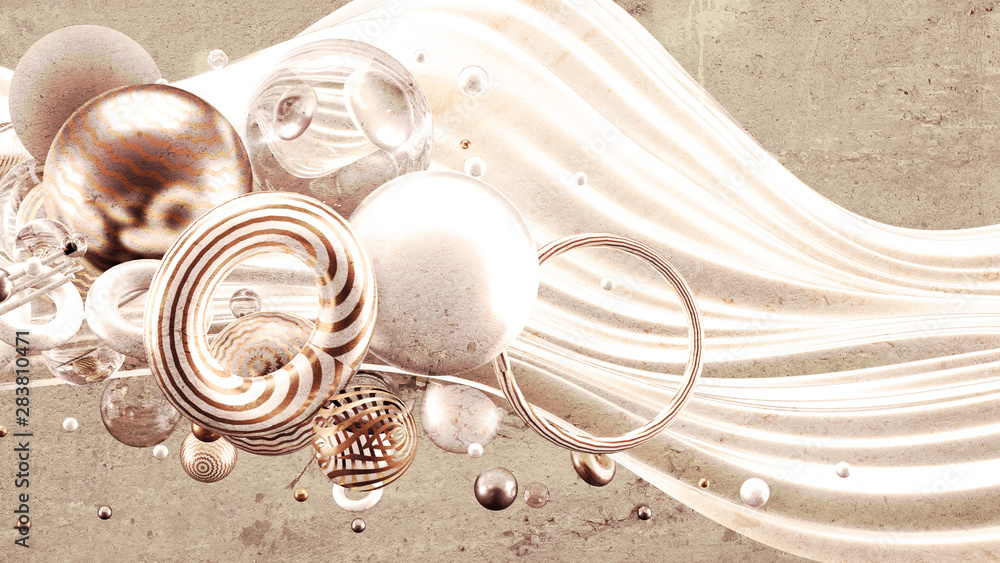 Beautiful abstract background with volume elements, balls, texture ...