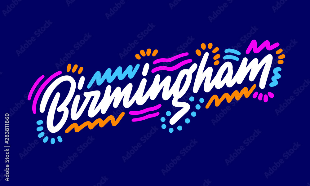 Birmingham Handwritten city name.Modern Calligraphy Hand Lettering for ...