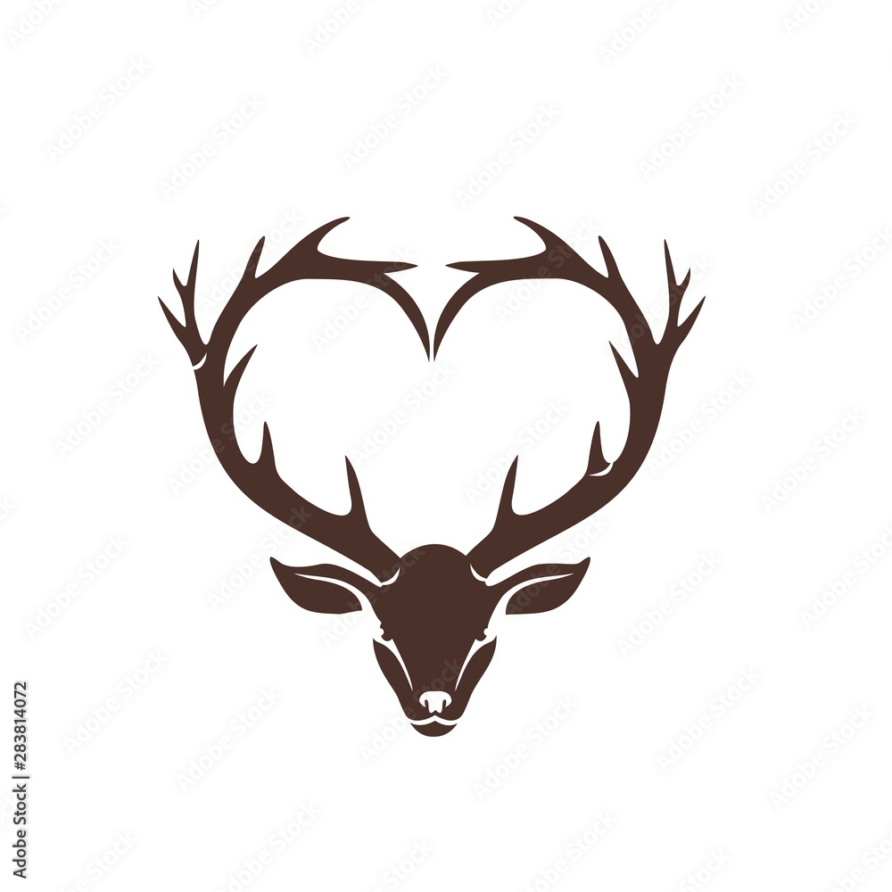 Heart shaped deer head with horns Stock Vector | Adobe Stock