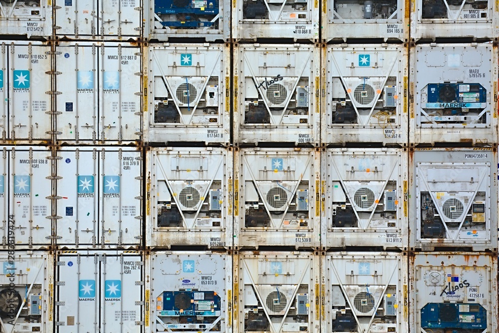 ROTTERDAM, THE NETHERLANDS - SEPTEMBER 25, 2016: Maersk containers ...