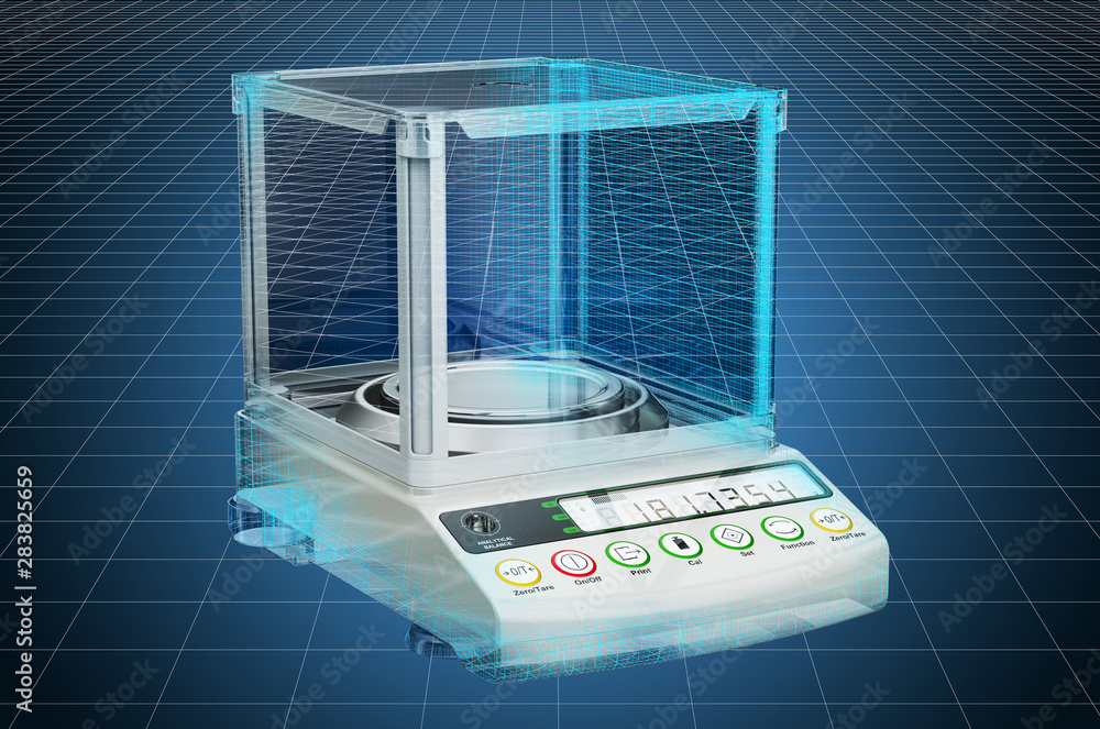 Visualization 3d cad model of Analytical Balance, Digital Lab Scale. 3D ...