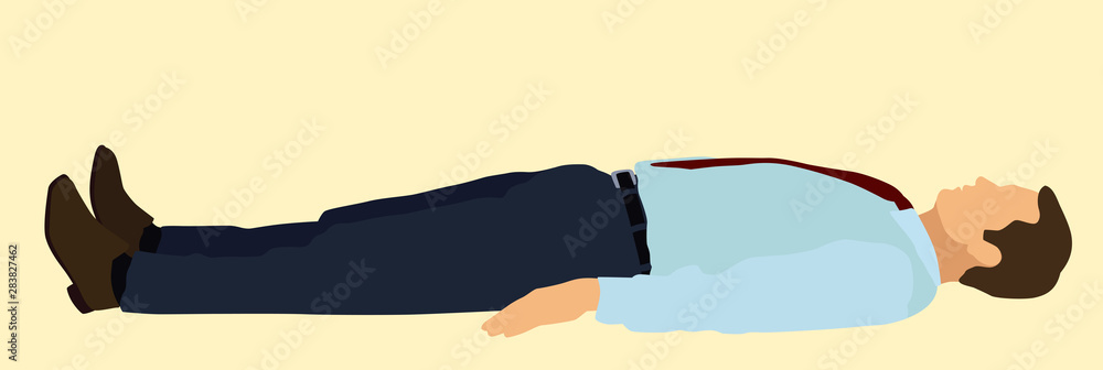 White or Caucasian Business man Lying on his Back Stock Vector | Adobe ...
