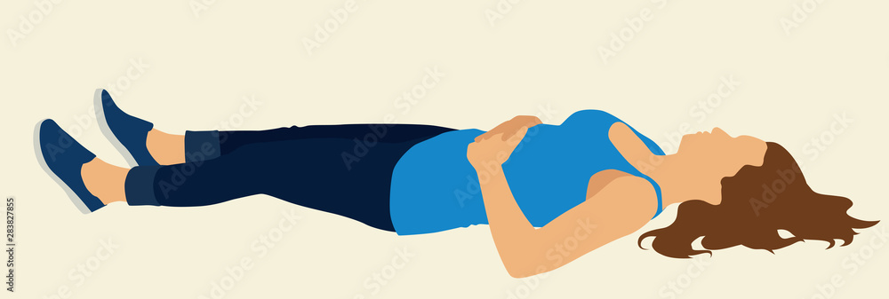 White or Caucasian Woman Lying on her Back Stock Vector | Adobe Stock