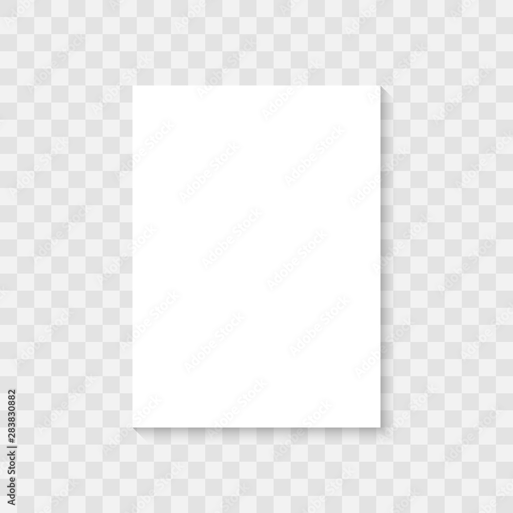 White realistic blank paper page with shadow isolated on transparent ...