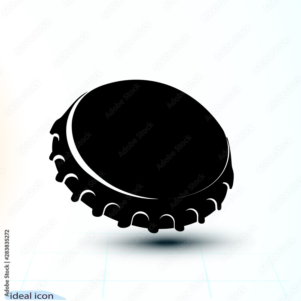 Black icon cap Beer bottle made of iron. Vector simple monochrome ...