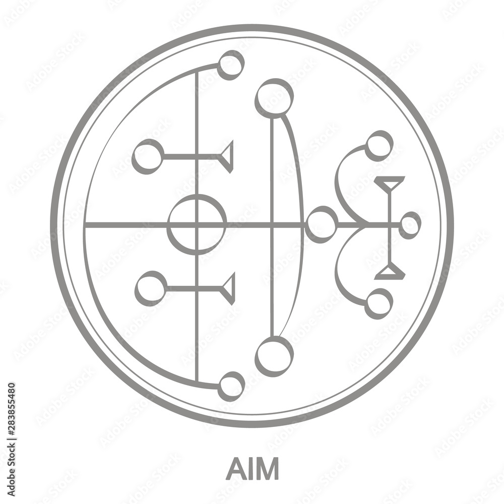 Vector icon with symbol of demon Aim Sigil of Demon Aim Stock Vector ...
