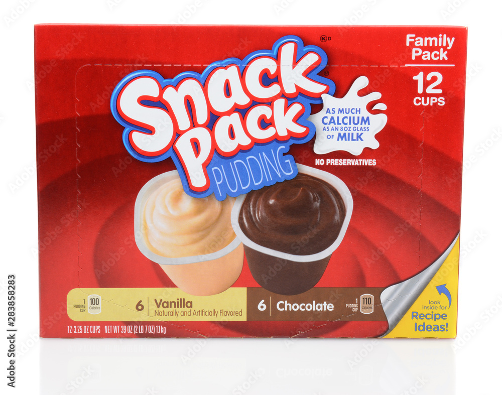 IRVINE, CA - SEPTEMBER 12, 2014: A box of Snack Pack Pudding. Snack ...