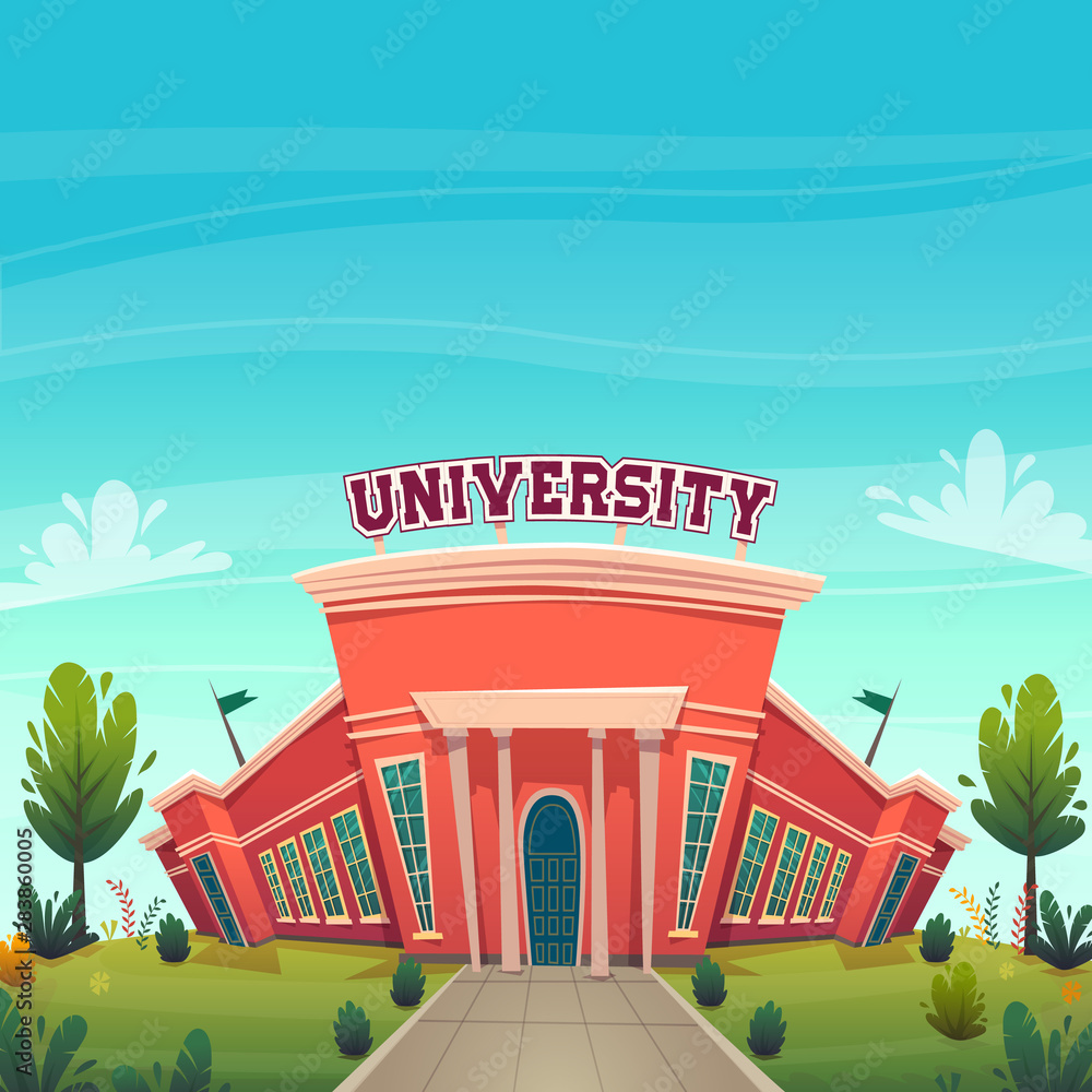university campus building hall education for students cartoon vector ...