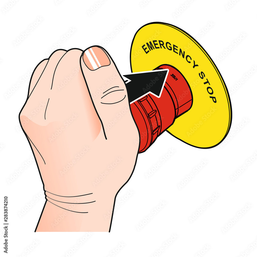 Not-Aus mit Beschriftung [coloriert] Stock Vector | Adobe Stock