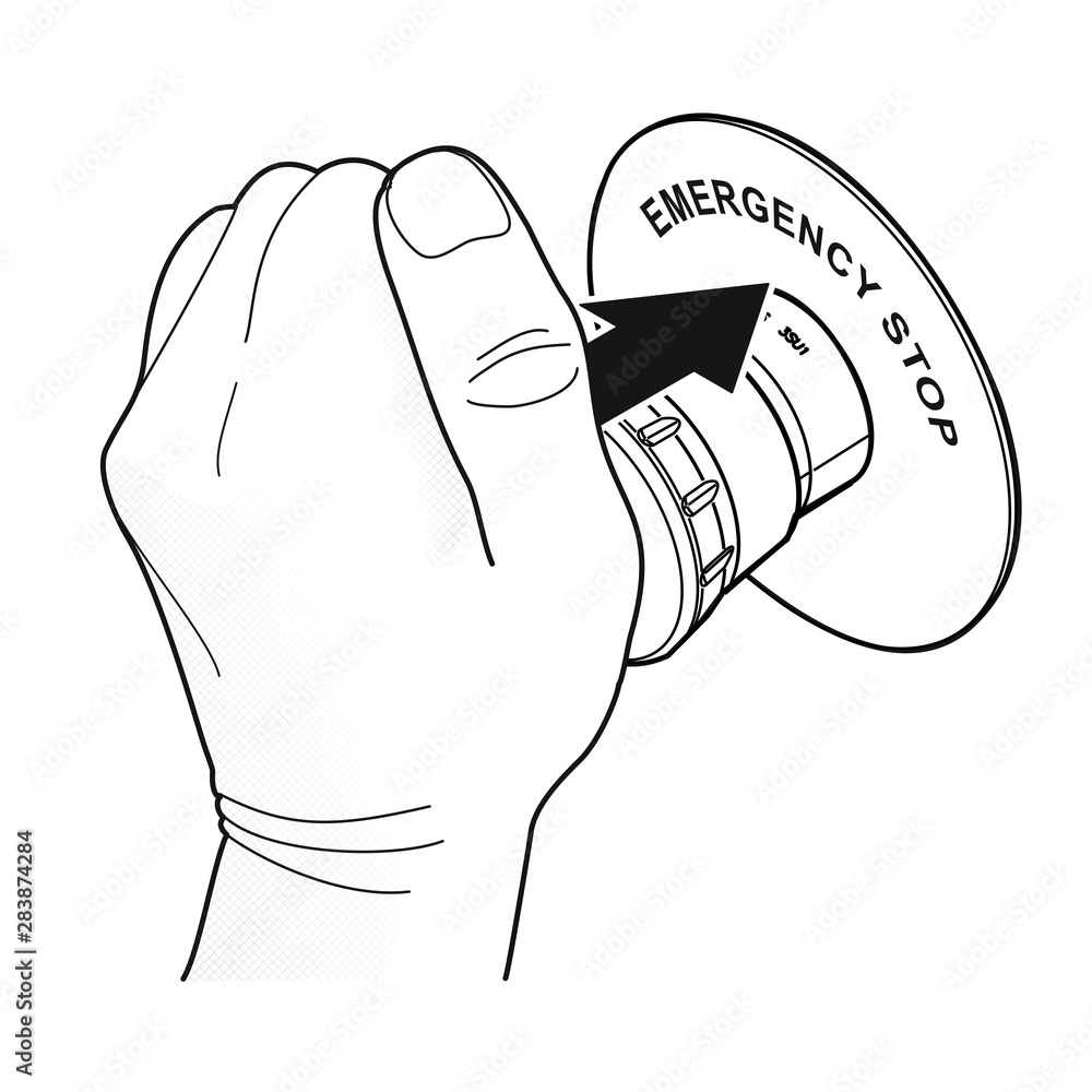 Not-Aus mit Beschriftung [schwarz-weiß] Stock Vector | Adobe Stock