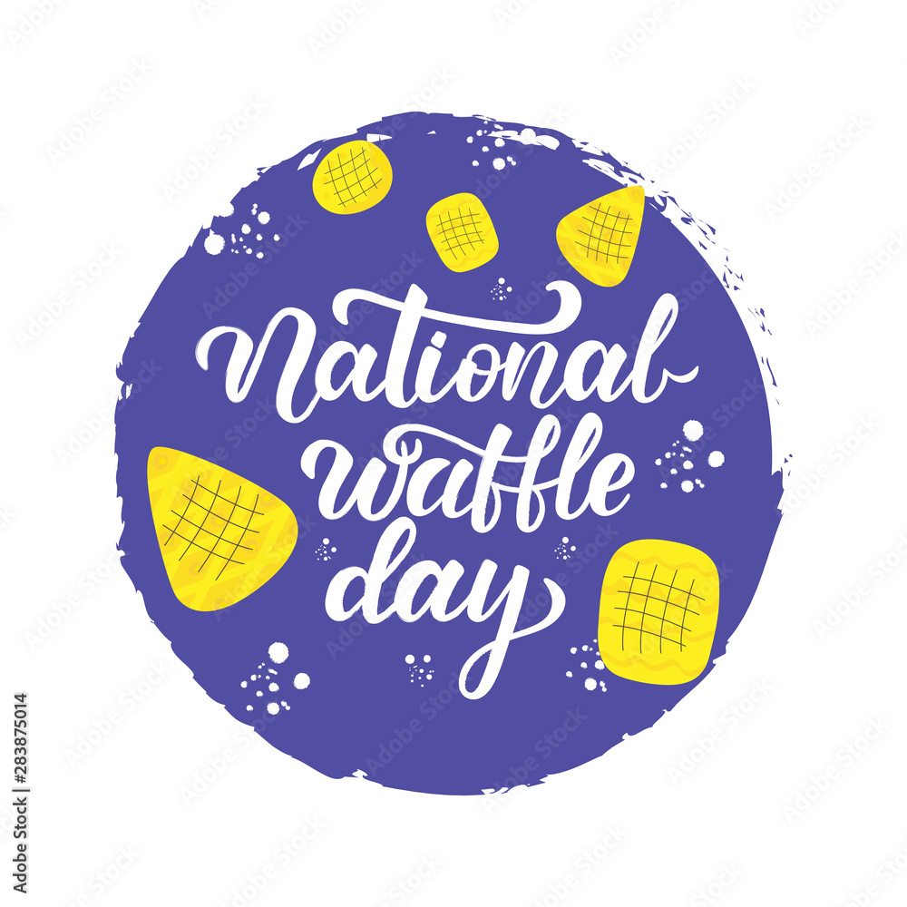 NATIONAL WAFFLE DAY-hand lettering, typography vector design for ...
