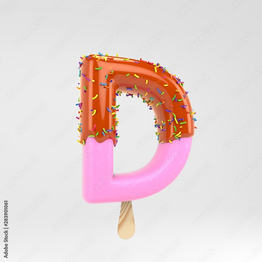 Ice cream letter D uppercase. Pink fruit popsicle font with caramel and ...