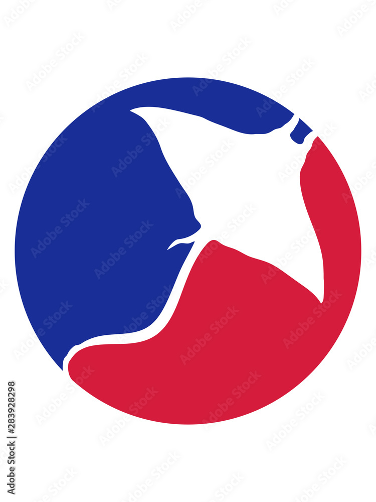 logo rot blau kreis rund stachelrochen schwimmen tauchen silhouette ...