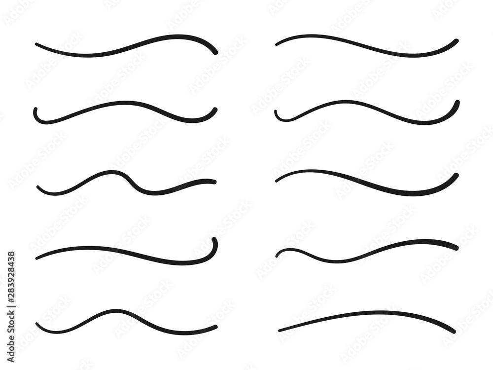 Hand drawn collection of curly swishes, swashes, swoops. Calligraphy ...