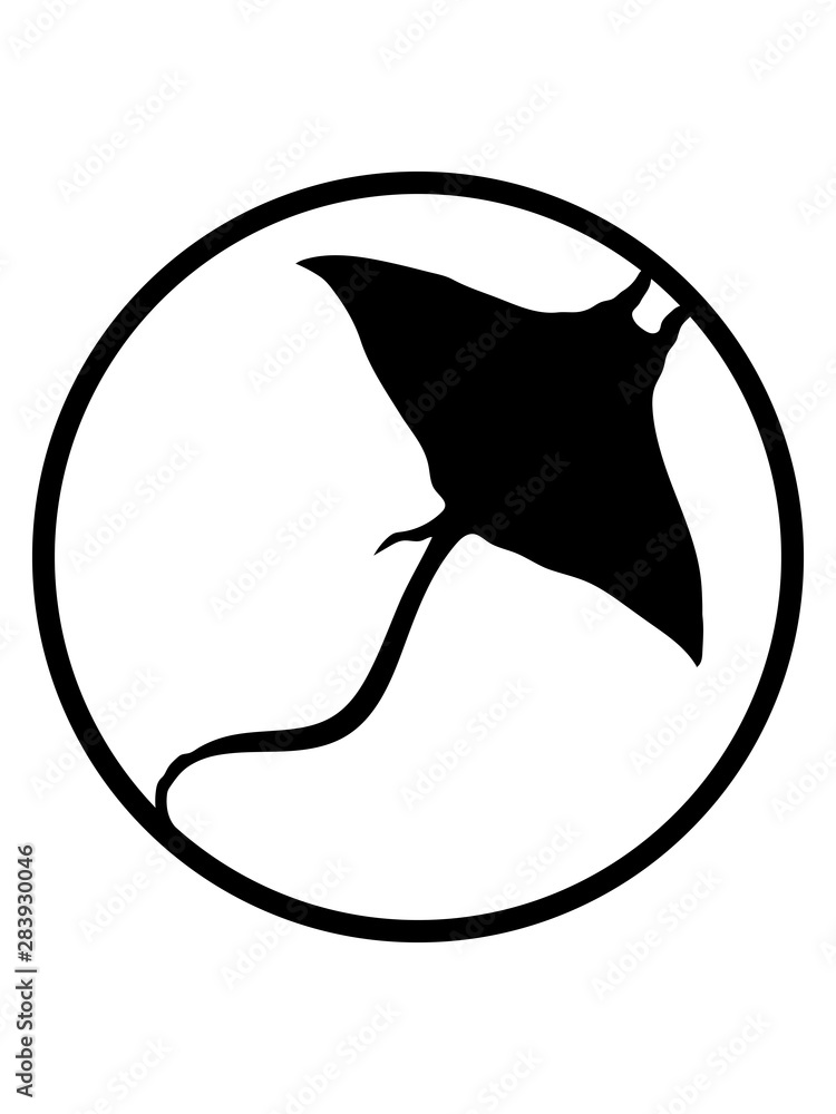 kreis rund logo stachelrochen schwimmen tauchen silhouette umriss ...