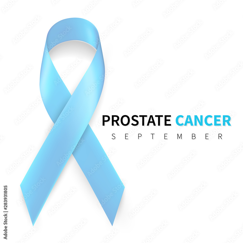 Prostate Cancer Awareness Month. Realistic Light Blue ribbon symbol ...