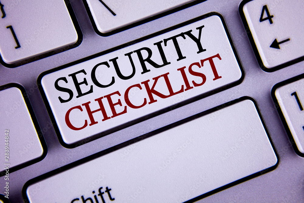 Writing note showing Security Checklist. Business photo showcasing list ...