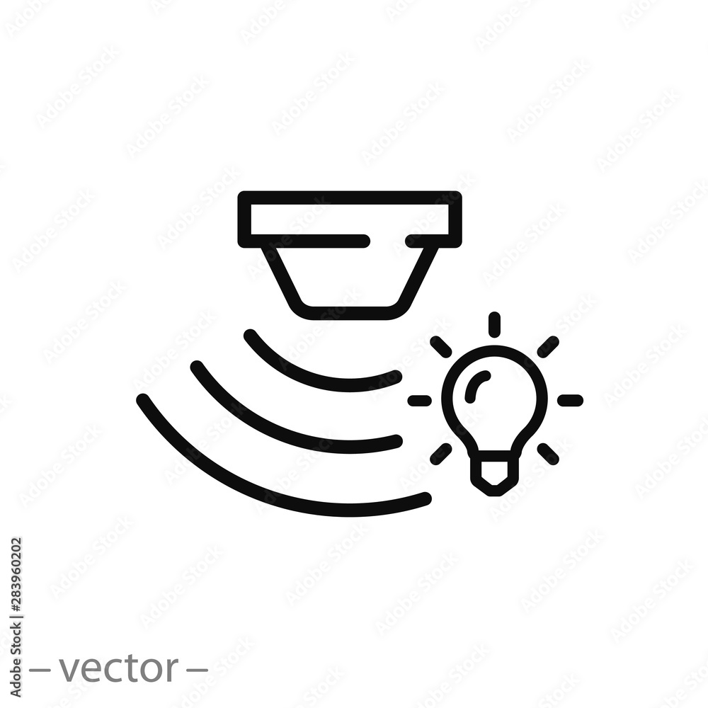 light sensor icon, smart detector, thin line symbol on white background ...