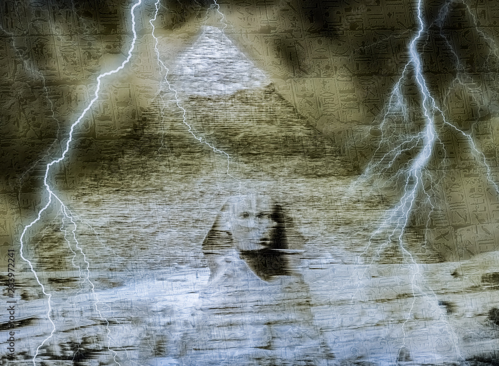 Fantasy image of the curse on the pyramids and the sphinx Stock Photo ...