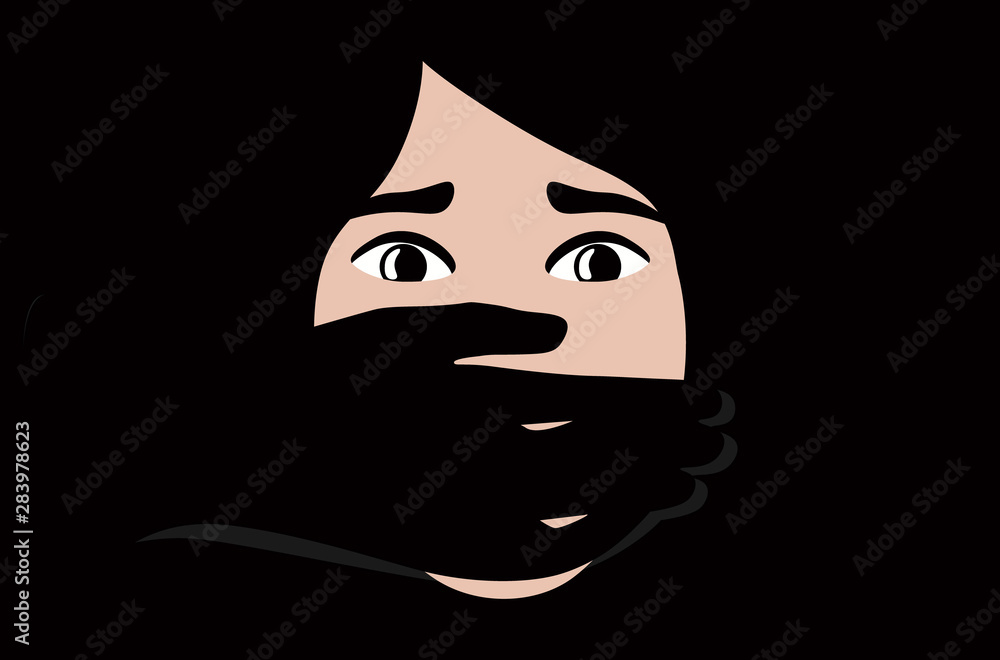 Hand covering Woman Mouth concept for Kidnapping or Domestic Violence ...