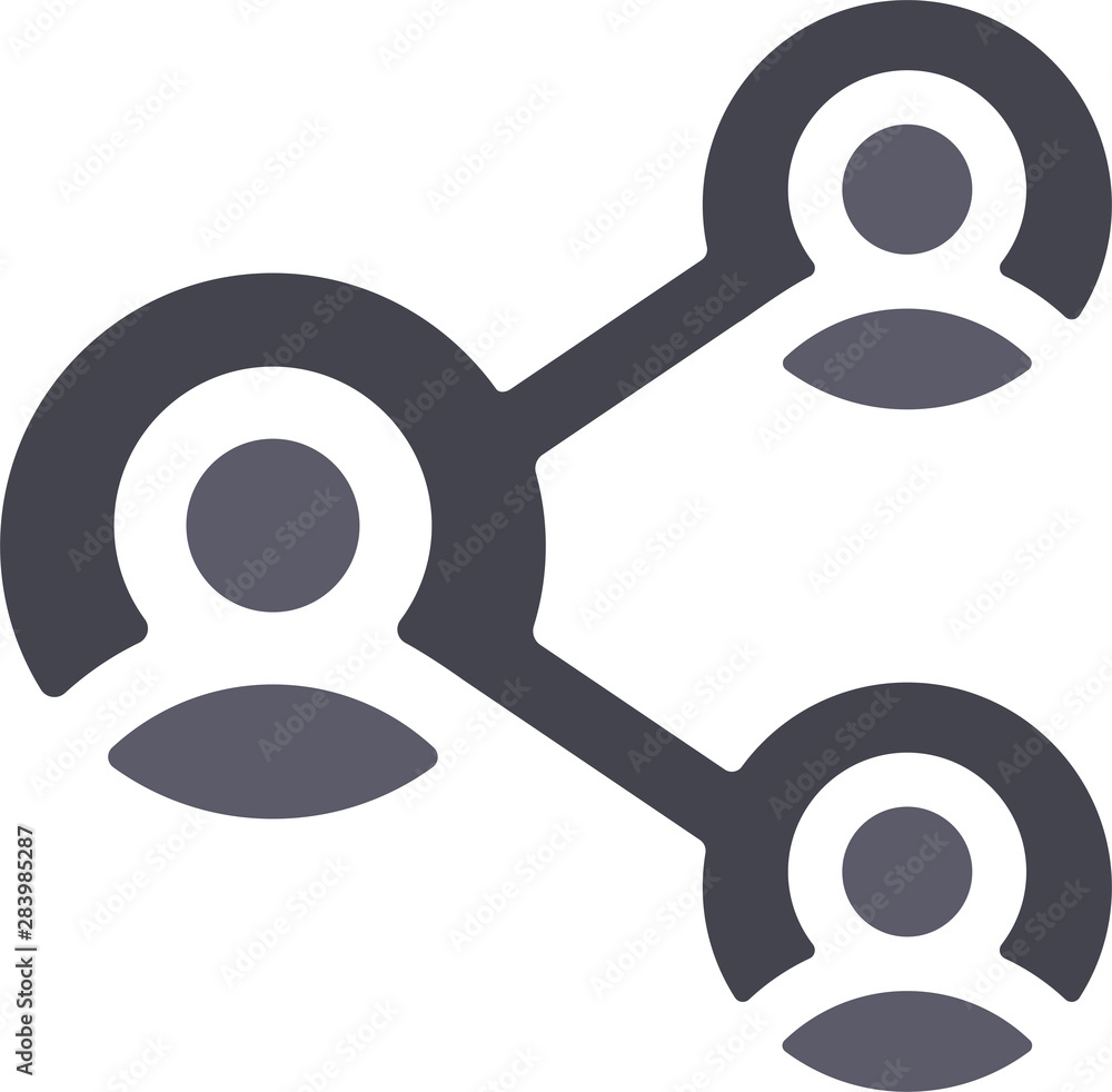 Share icon in plain and flat style, with people silhouette. Stock ...